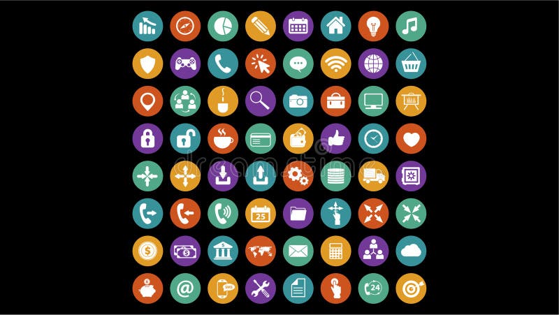 App Icon Set. Flat Free Vector. Stock Vector - Illustration of icon ...