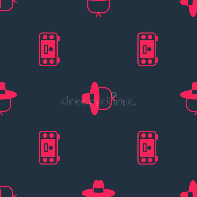 Set Portable Video Game Console and Camping Hat on Seamless Pattern ...
