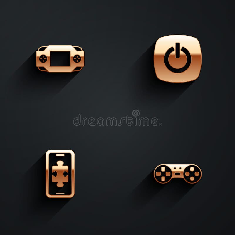 Set Portable Video Game Console, Power Button, Mobile Gaming and Game ... Set Portable Video Game Console, Power Button, Mobile Gaming and Game ...