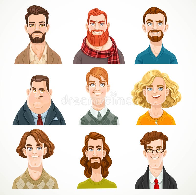 Set of Portraits of Avatars of Different Men Stock Vector ...