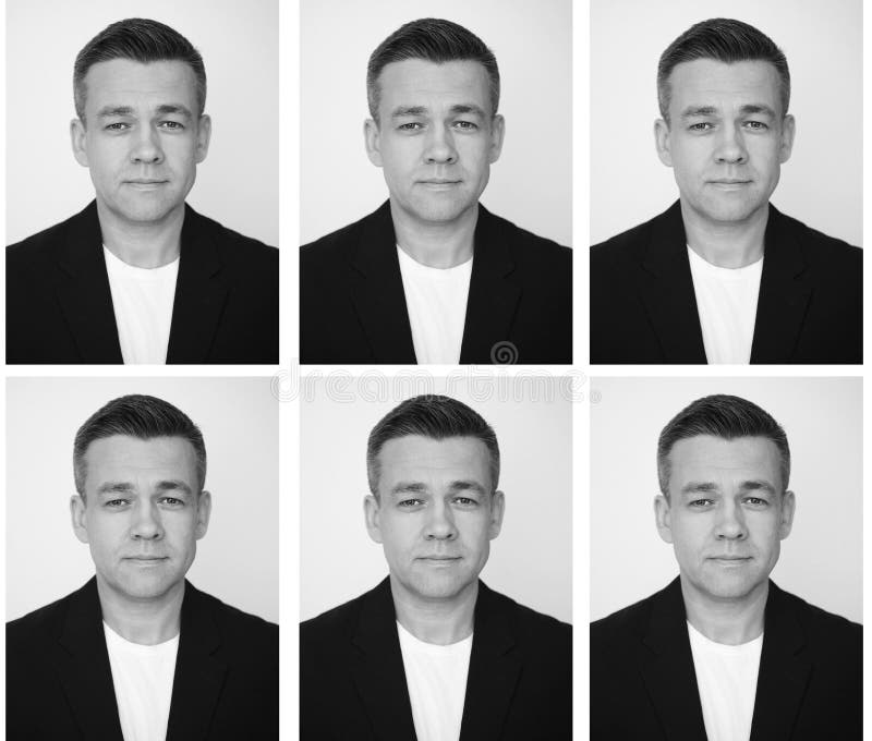 Set of Portraits Black and White Photos for Documents. Stock Photo ...