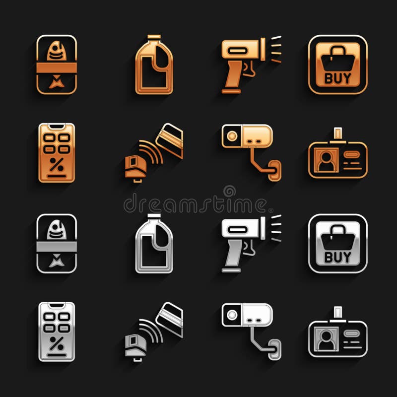 Set POS Terminal with Credit Card, Identification Badge, Security ...