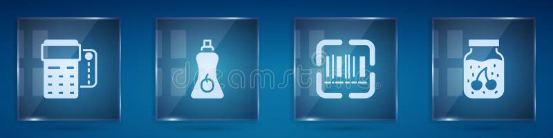 Set POS Terminal with Credit Card, Sauce Bottle, Scanner Scanning Bar ...