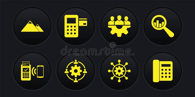 Set POS Terminal, Magnifying Glass and Analysis, Outsourcing Concept ...