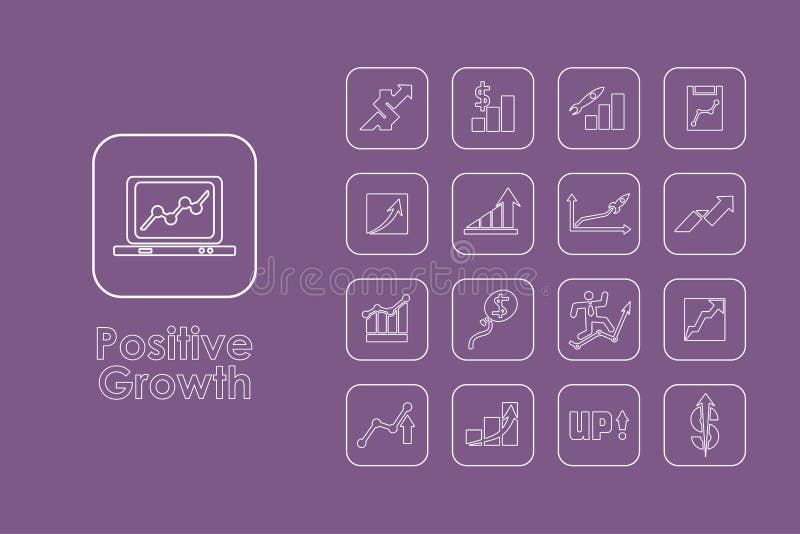 Set of Positive Growth Simple Icons Stock Vector - Illustration of ...