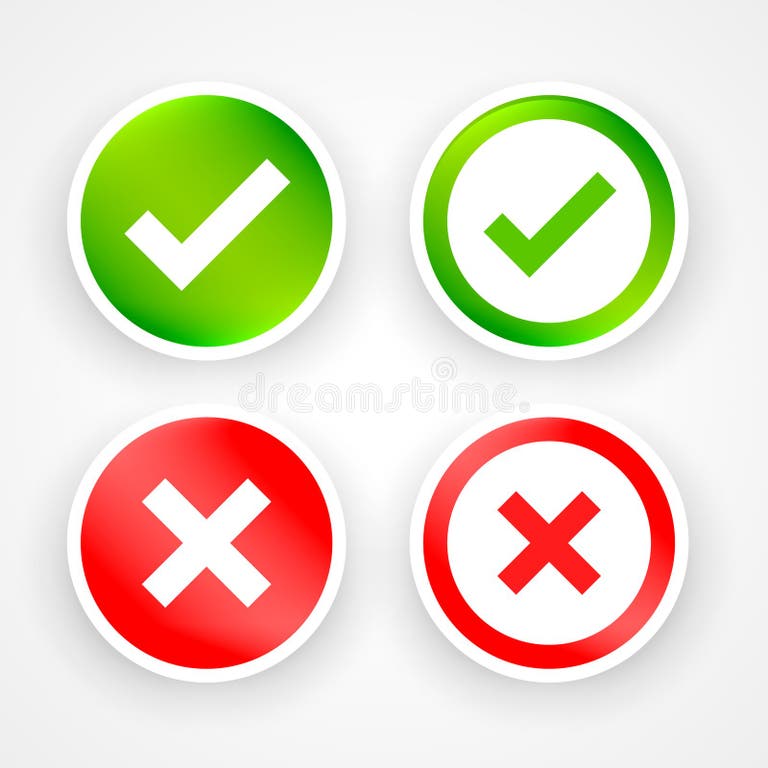 Set of Positive and Negative Checkmark Sticker Design Stock Vector ...