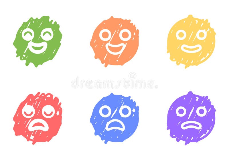 Set of Positive and Negative Emoticons in Doodle Style Stock ...