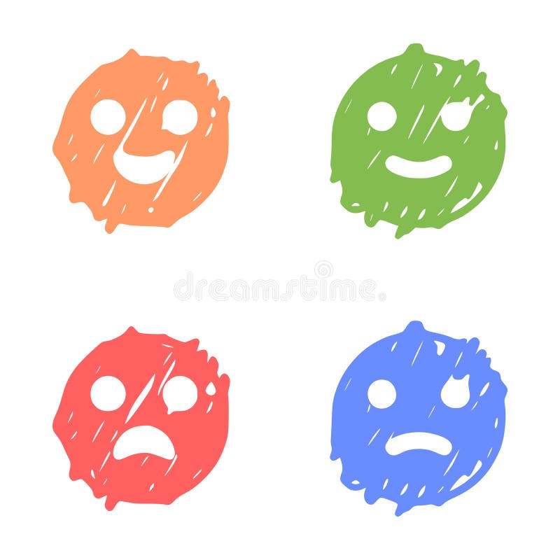 Set of Positive and Negative Emoticons in Doodle Style Stock Vector ...