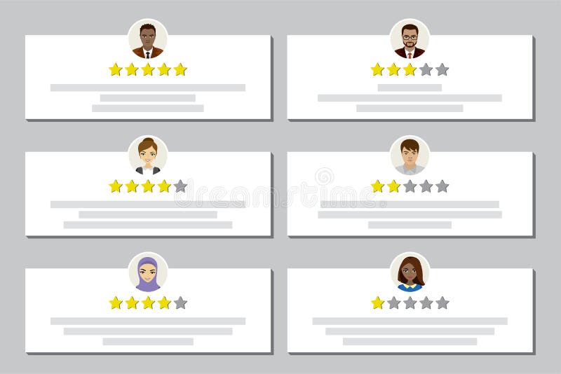 Set of Positive, Negative Reviews. Messages with Various People Avatars ...