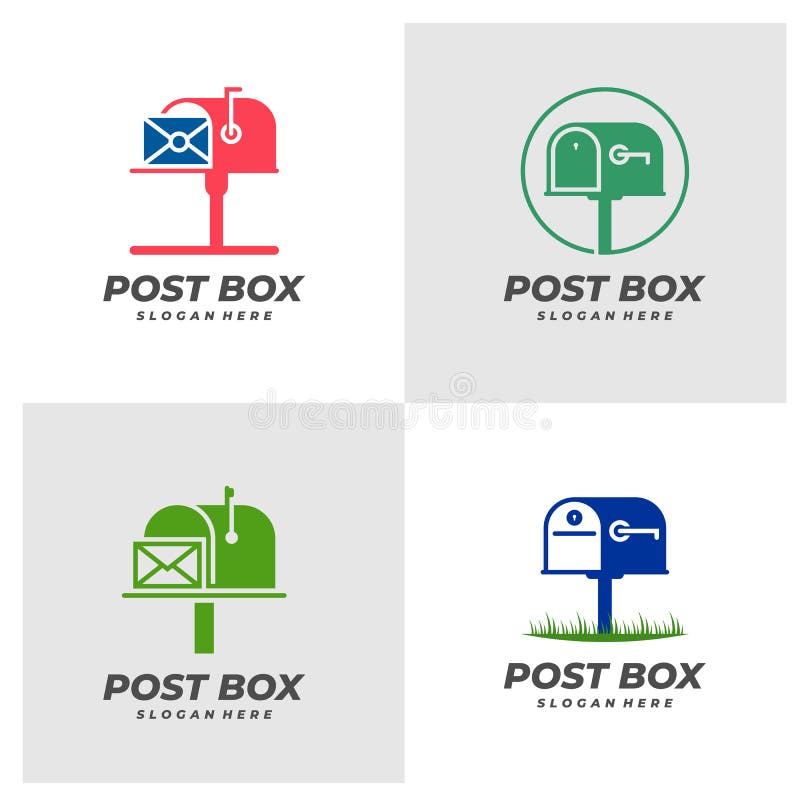 Set of Post Box Logo Vector Template, Creative Post Box Logo Design ...