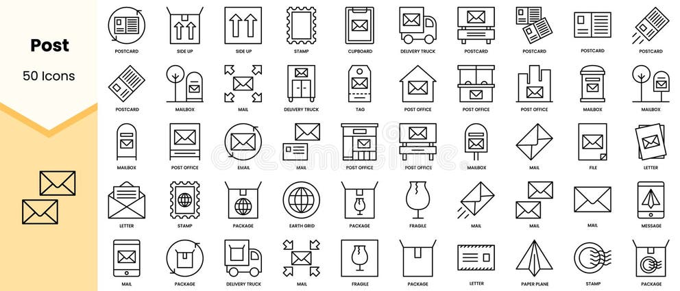 Set of Post Icons. Simple Line Art Style Icons Pack Stock Vector ...