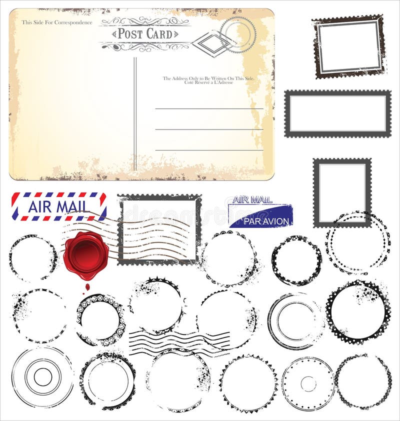 Set of Post Stamp Symbols, Illustration Stock Illustration ...