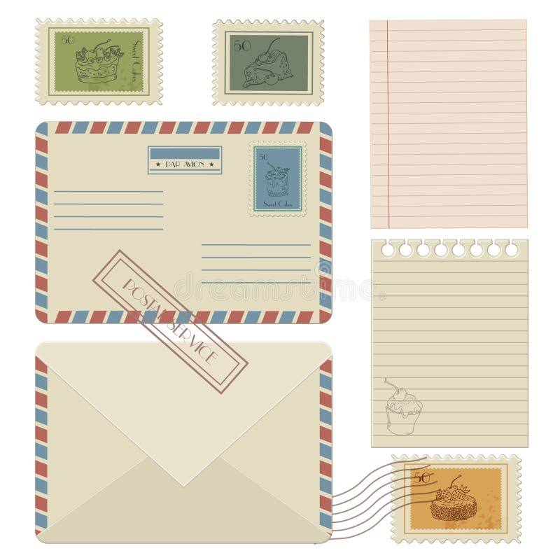 Set of post stamp symbols stock vector. Illustration of imprint - 57834787