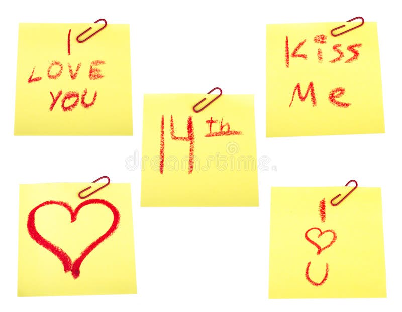 Set of Post-it with Valentines Theme Stock Image - Image of valentine ...