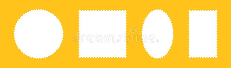 Set of Postage Stamp Template Frames. Empty Borders, Backdrops for ...