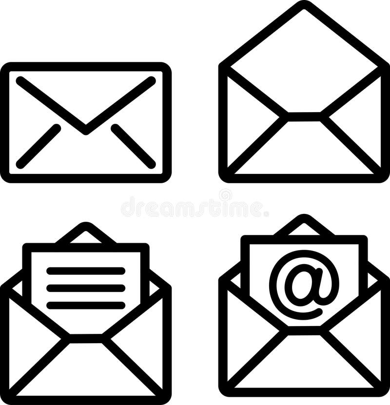 Set of Postal Envelope Line Icons Stock Vector - Illustration of ...