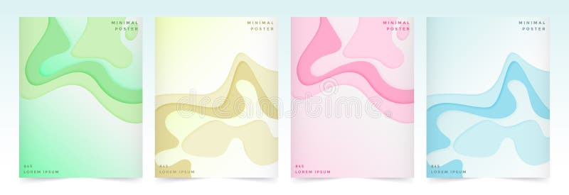 Set of Poster Template in Paper Cut Style Stock Vector - Illustration ...