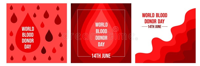 Set of Posters, Banners, Placards for World Blood Donor Day. Stock ...