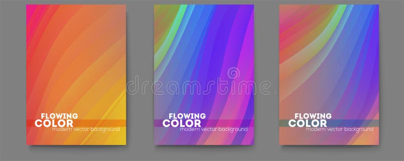 Set of Posters with Bright Abstract Flowing Pattern from Bended Strips ...