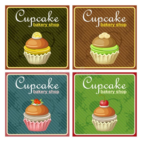 Set of posters cupcake. stock vector. Illustration of menu - 44139939