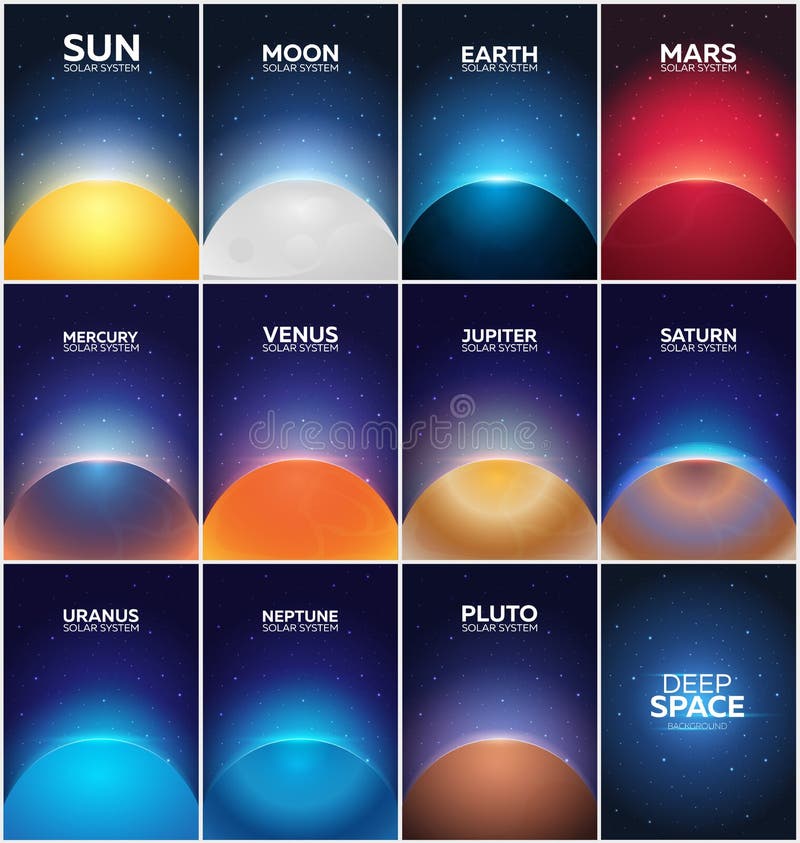 Set Posters Planet of Solar System. Space Background. Stock ...