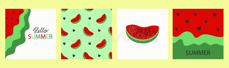Set of Posters with Watermelons. Creative Design for Wall Decoration ...