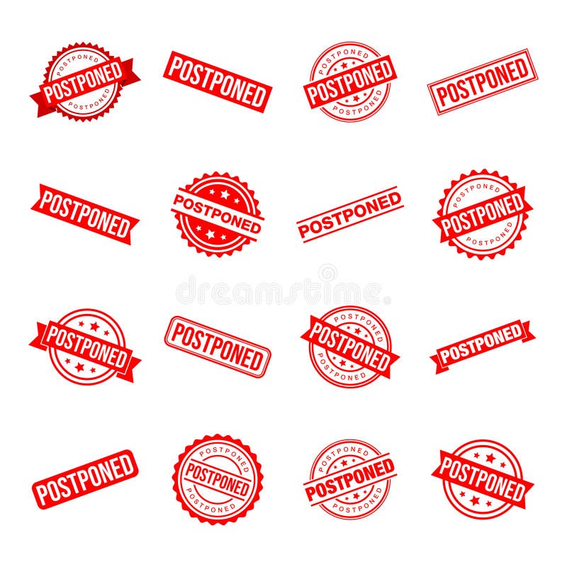 Set Postponed Letter Rubber Stamp Template Vector Design Stock Vector ...