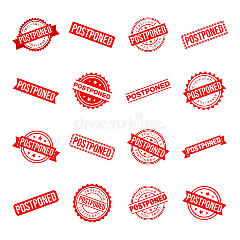 Set Postponed Letter Rubber Stamp Template Vector Design Stock Vector ...