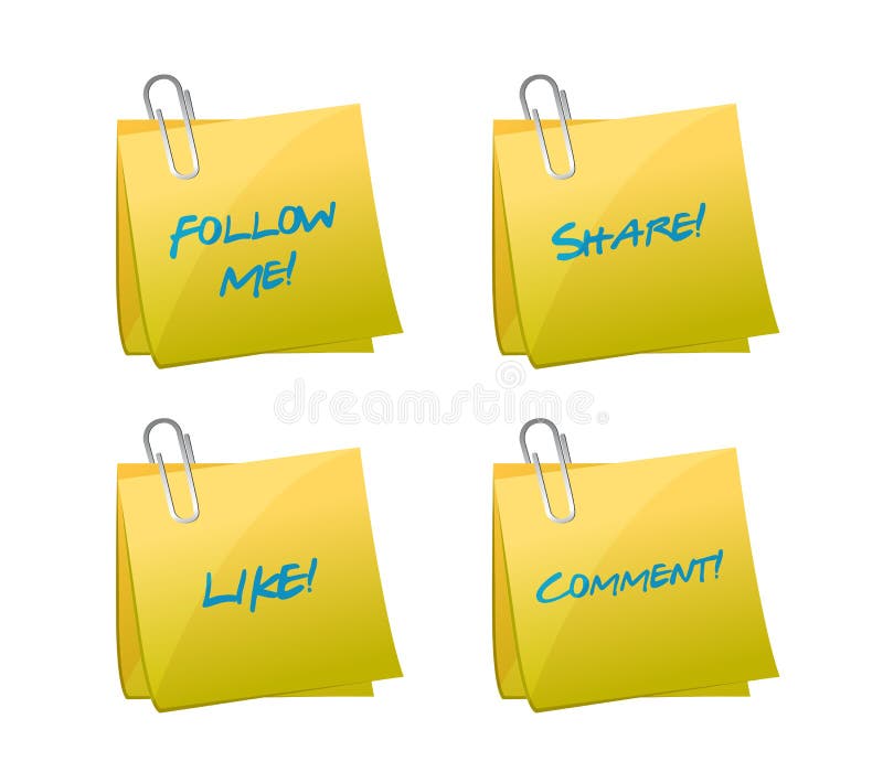 Set of Posts. Like, Follow, Share and Comment Stock Illustration ...