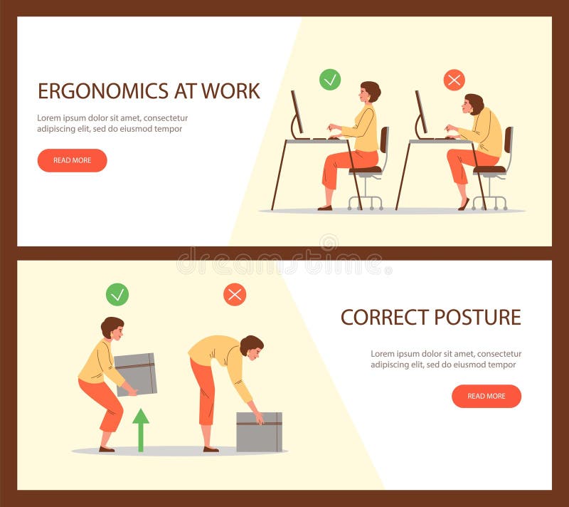 Correct Incorrect Sitting Posture Computer Stock Illustrations – 240 ...