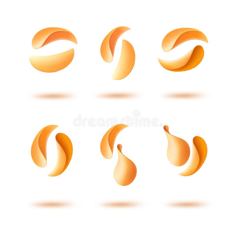 Set of Potato Crispy Falling Chips on Background Stock Vector ...