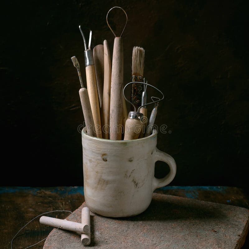 Set of pottery tools stock photo. Image of sculpting - 384989424
