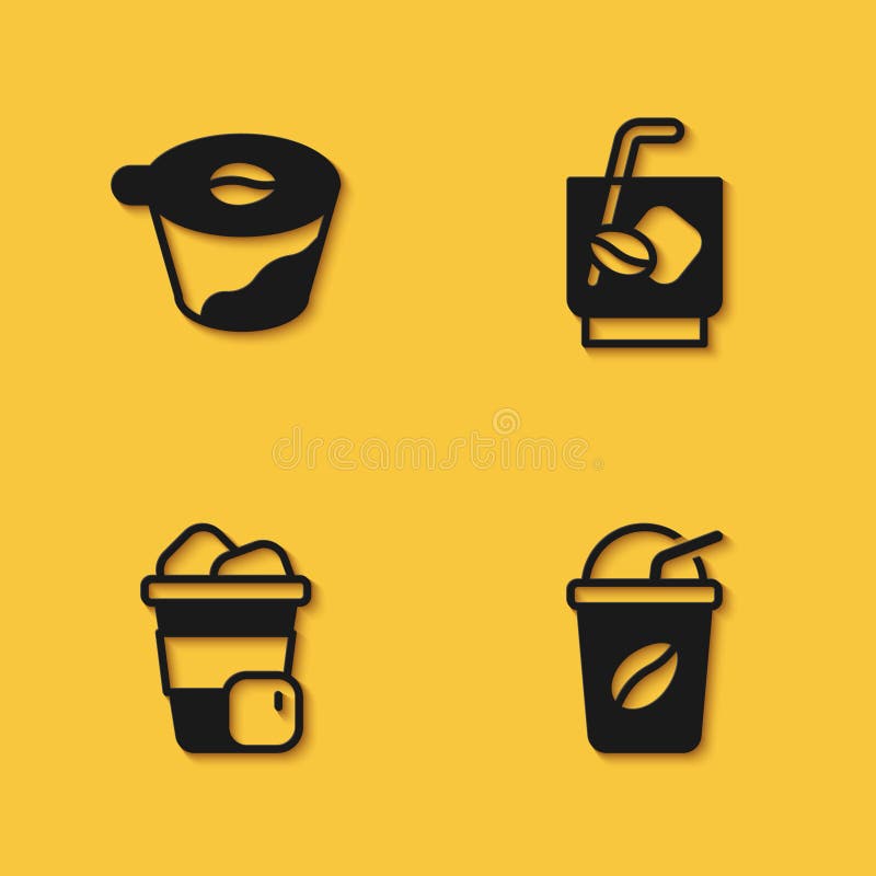 Set Pour Over Coffee Maker, Iced, and Espresso Tonic Icon with Long ...