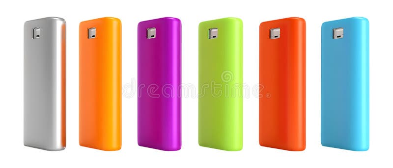 Set of Power Banks in Five Different Poses on Transparent Background ...