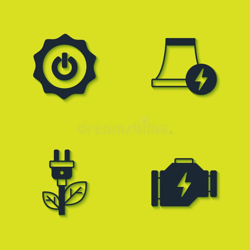 Set Power Button, Check Engine, Electric Saving Plug Leaf and Nuclear ...