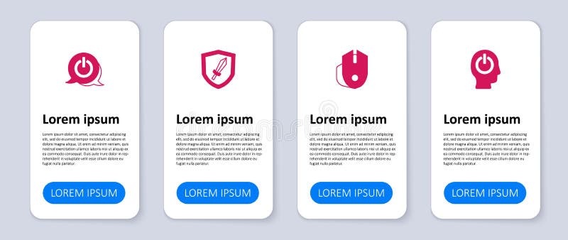 Set Power Button, Computer Mouse, Sword for Game and . Business Infographic Template. Vector ...