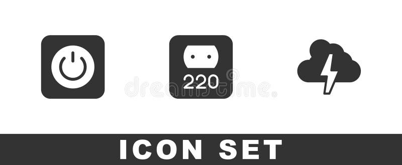 Set Power Button, Electrical Outlet and Cloud and Lightning Icon ...