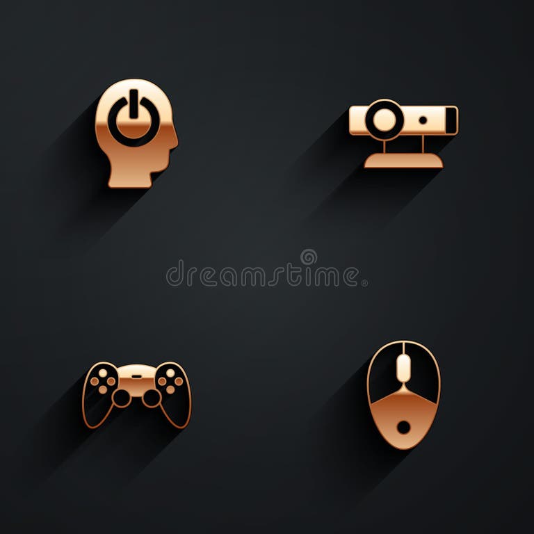 Set Power Button Web Camera Game Controller Or Joystick And Computer