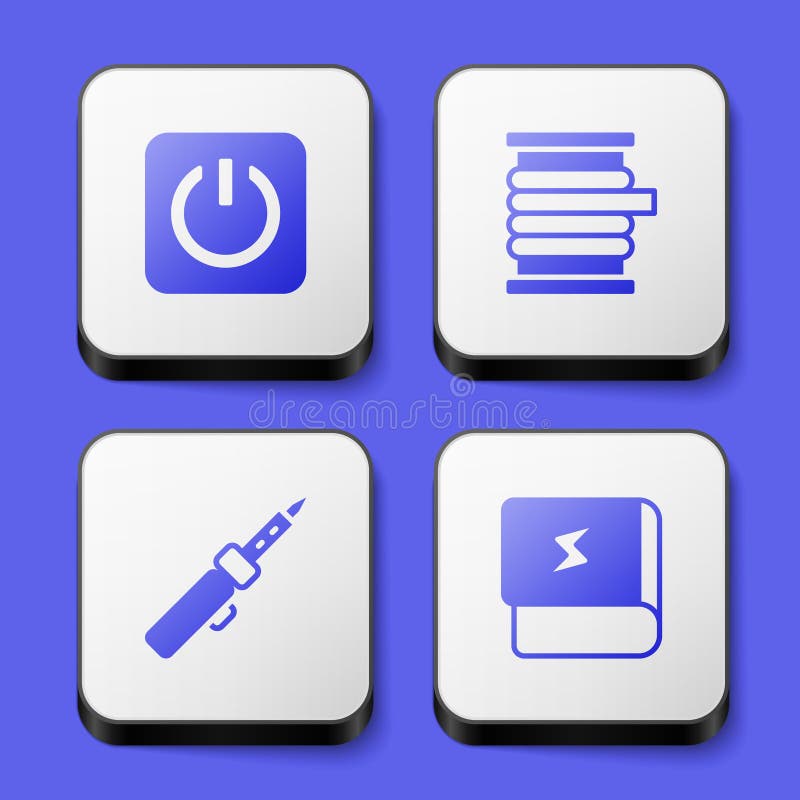 Set Wire Electric Cable on Reel, Magnet, Lightning Bolt and Global ...