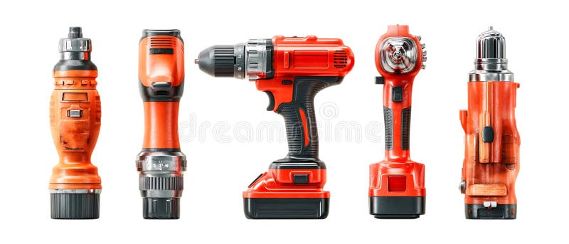 Set of Power Tools in Five Different Poses on Transparent Background ...