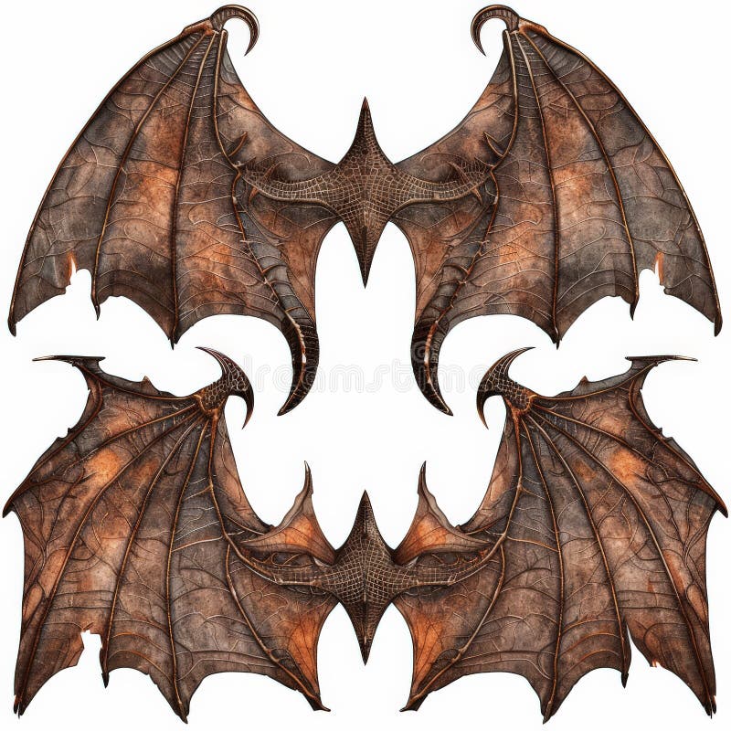 A Set of Powerful Dragon Wings with a Leathery Texture and Sharp Edges ...