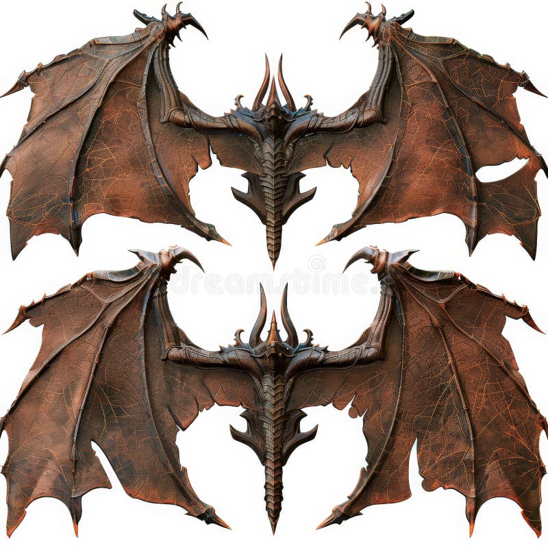 A Set of Powerful Dragon Wings with a Leathery Texture and Sharp Edges ...