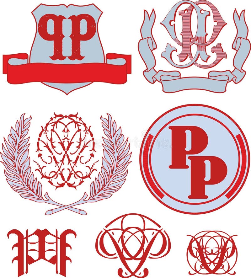 Set of PP Monograms and Emblem Templates Stock Vector - Illustration of ...