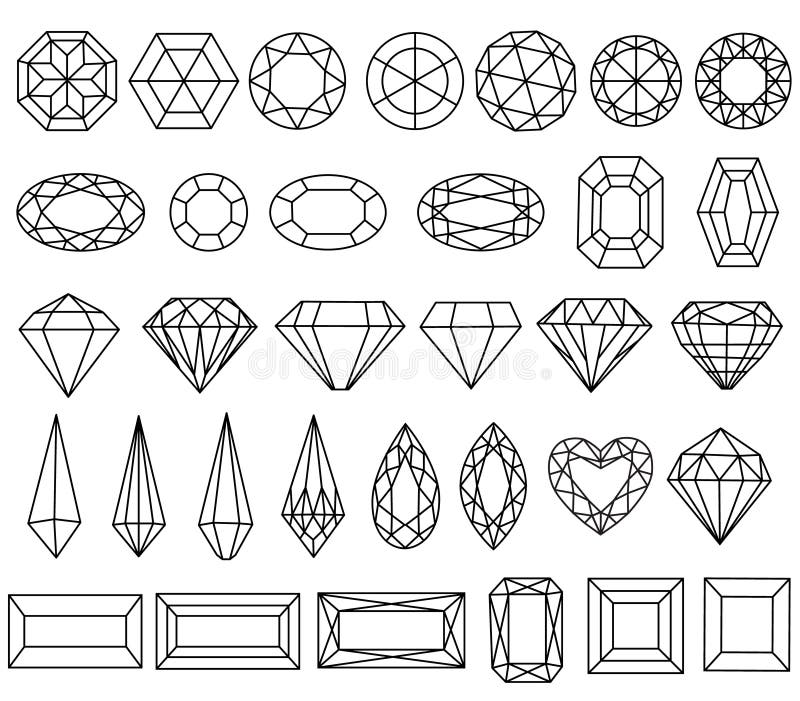 Set of precious stone cut stock vector. Illustration of crystal - 75794498