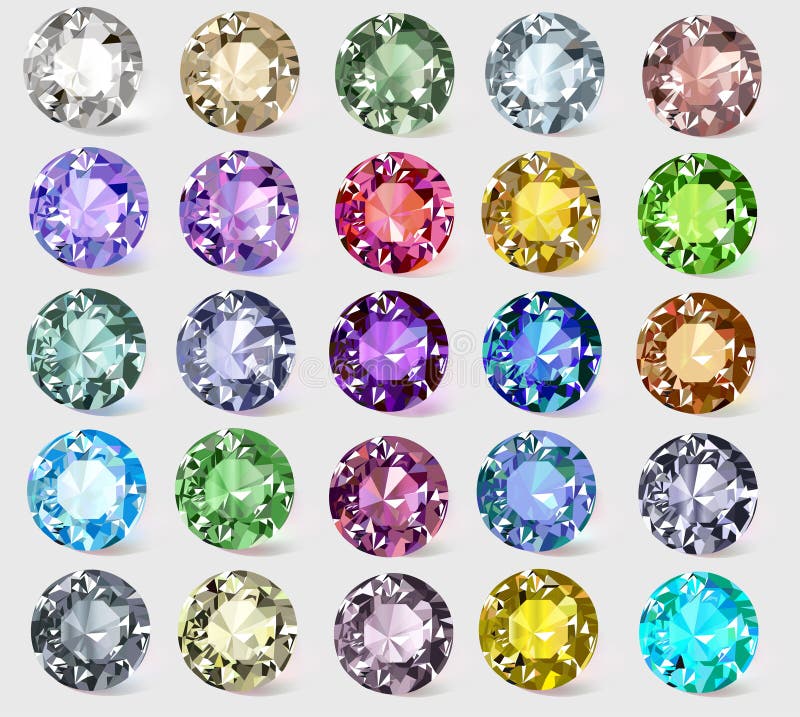 Set of Precious Stones of Different Colors Stock Vector - Illustration ...