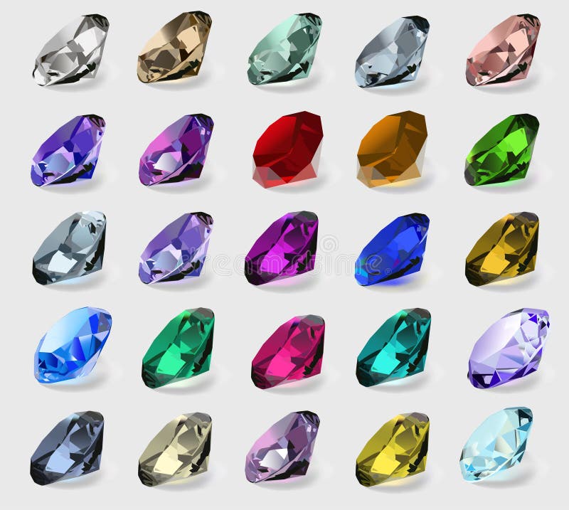 Set of Precious Stones of Different Colors Stock Vector - Illustration ...