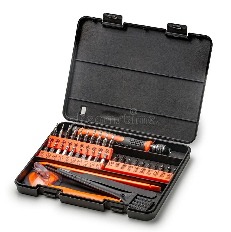 Set of Precision Screwdriver Bits in Black Box Stock Image - Image of ...