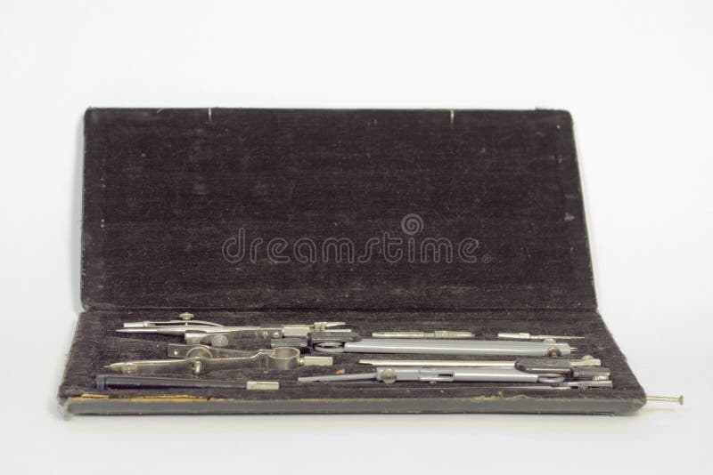 Set of Precision Technical Drawing Instruments in Black Case. Op Stock ...