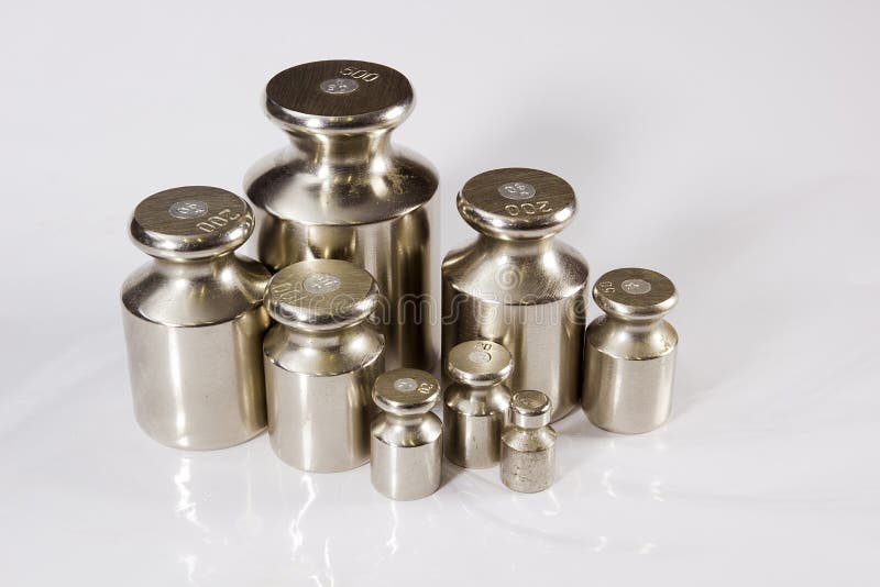 Set of Precision Weights for a Balance Scale Stock Photo - Image of ...