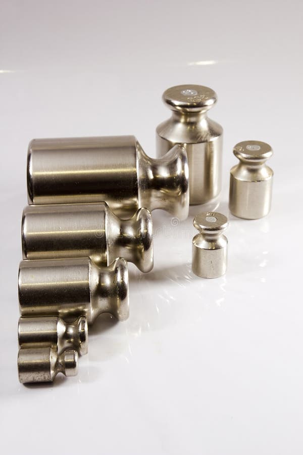 Set of Precision Weights for a Balance Scale Stock Photo - Image of ...